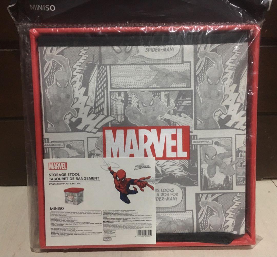 MINISO Foldable Heavy Duty Spiderman Marvel Storage Stool or Chair with ...