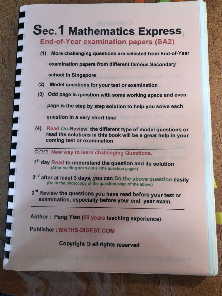 Pang Yian Sec 1 Mathematics Express, Hobbies & Toys, Books & Magazines ...