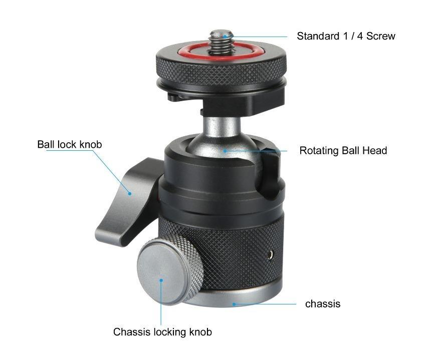 Spherical Moving Ball head - Flat Mount for Cameras to attach Accessory ...