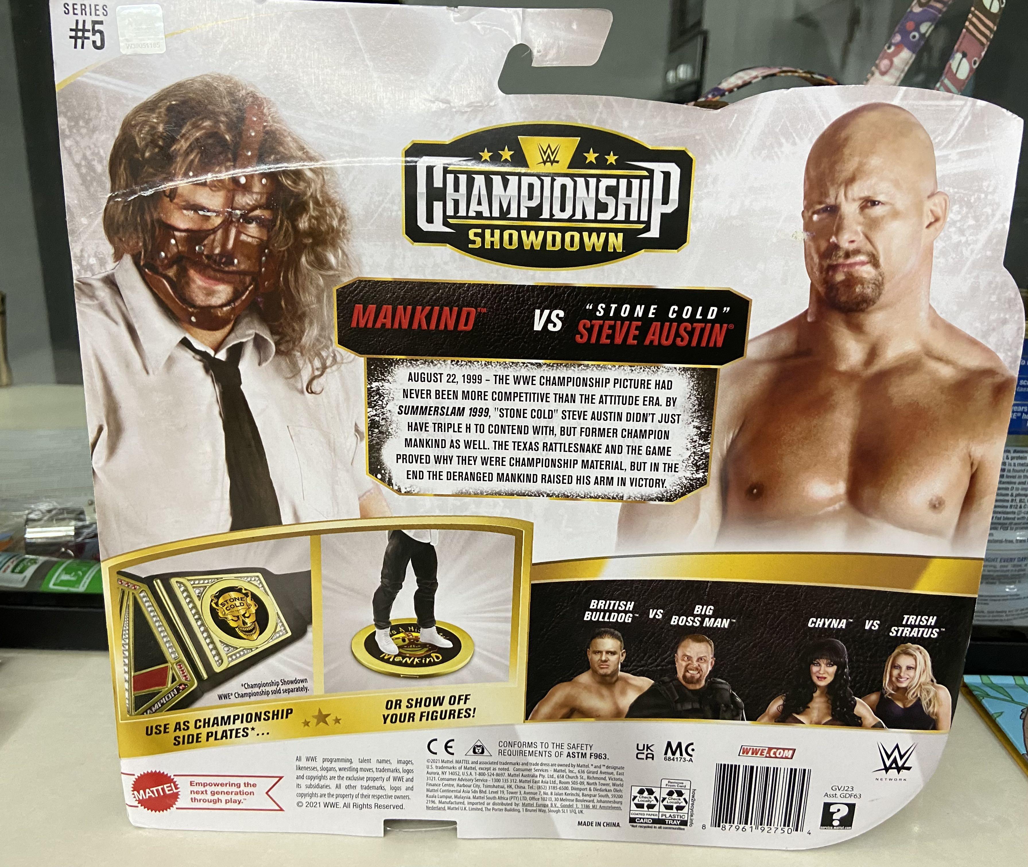 WWE Mattel Mankind Stone Cold Steve Austin Championship Side Plates ...