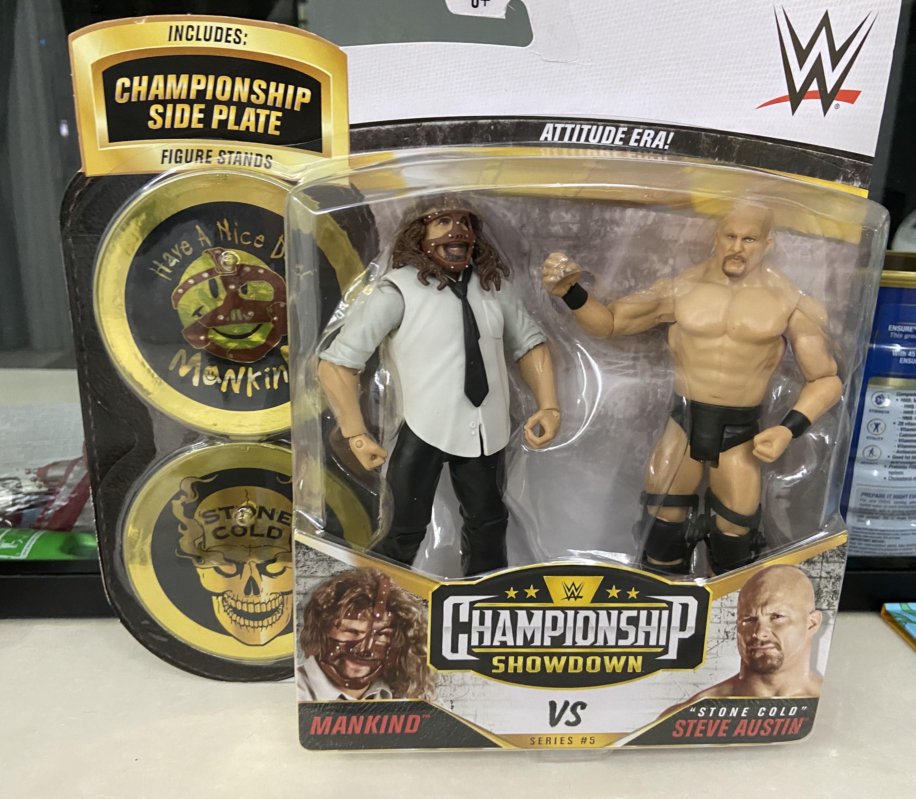 WWE Mattel Mankind Stone Cold Steve Austin Championship Side Plates ...