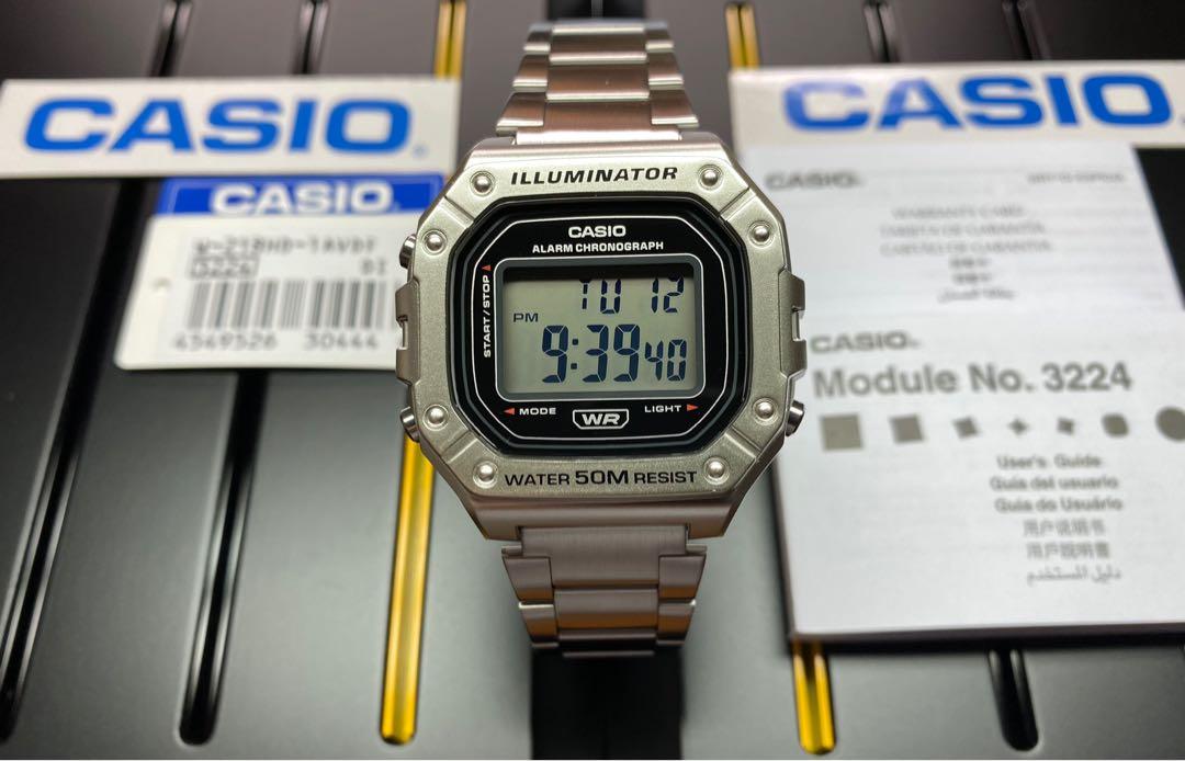 Casio Illuminator W-218HD-1A Digital Quartz W218HD-1A Steel Band W218 ...