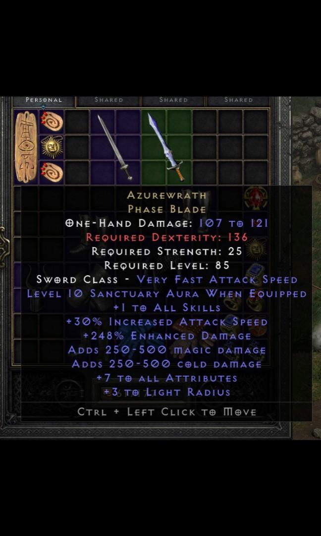 Diablo 2 resurrected azurewrath unique phaseblade d2r, Video Gaming ...
