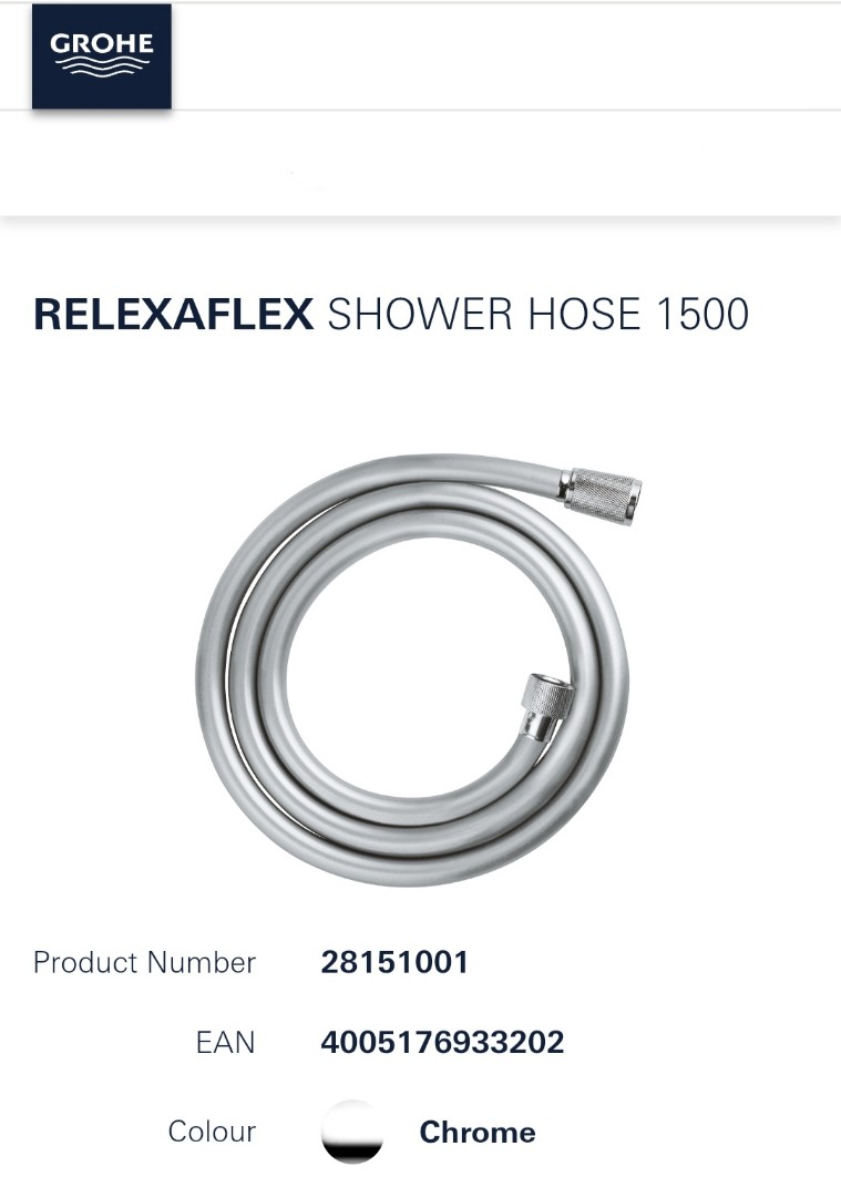 Grohe 高儀 RelexaFlex Shower Hose 1500 花灑防爆軟管 28151001, 傢俬＆家居, 浴室、廚房用品配件 ...