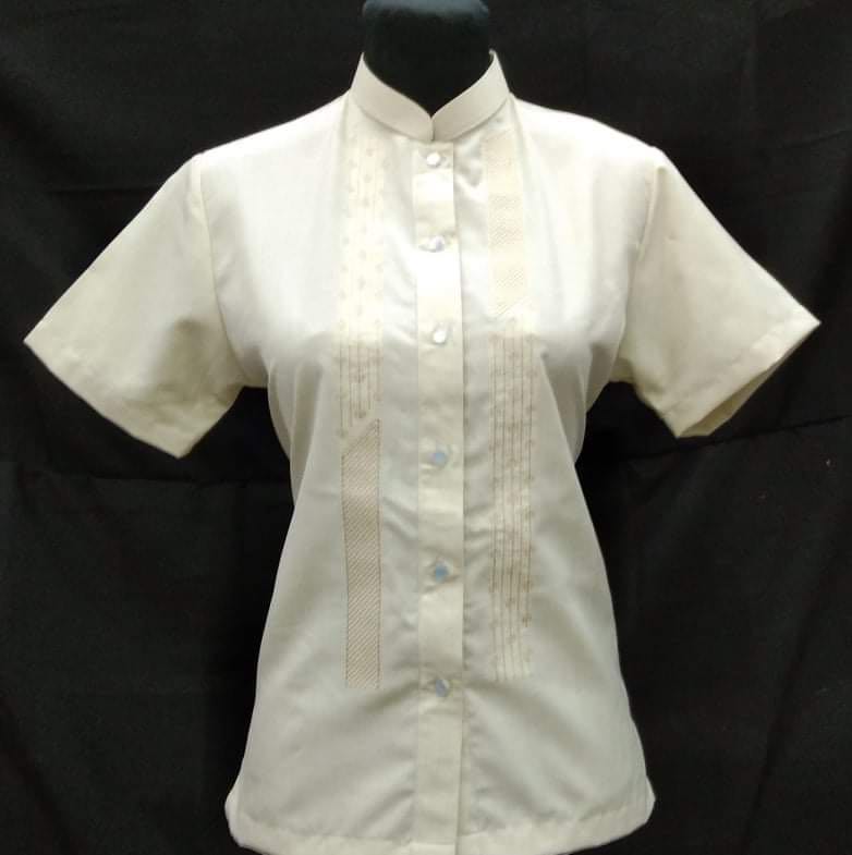 LADIES OFFICE BARONG Cream, Women's Fashion, Tops, Others Tops on Carousell