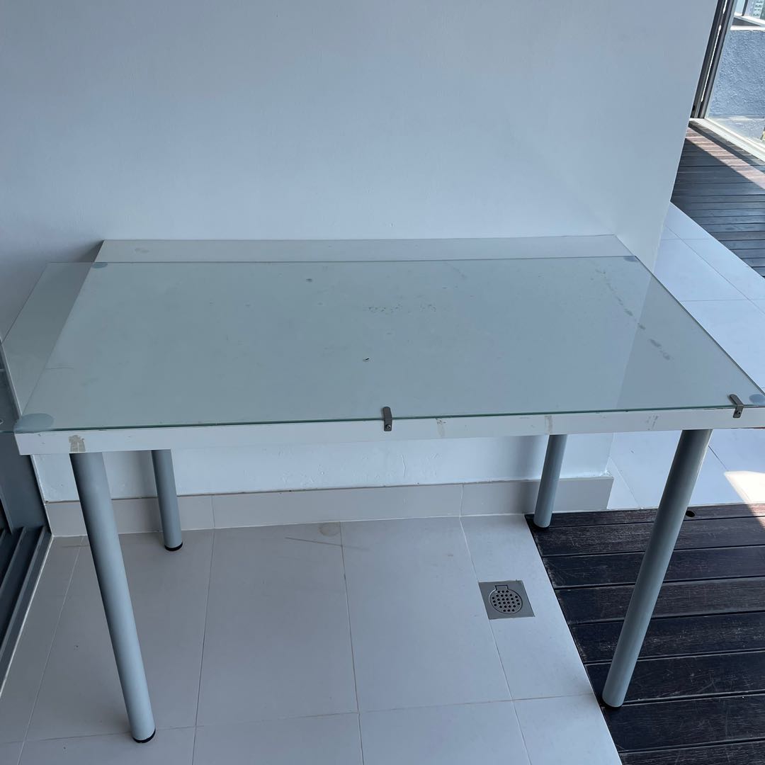 Ikea Table with Glass Top, Furniture & Home Living, Furniture, Tables ...