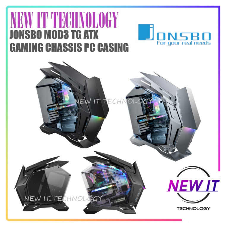 JONSBO MOD3 TG ATX GAMING CHASSIS PC CASING ( BLACK / GRAY ), Computers ...