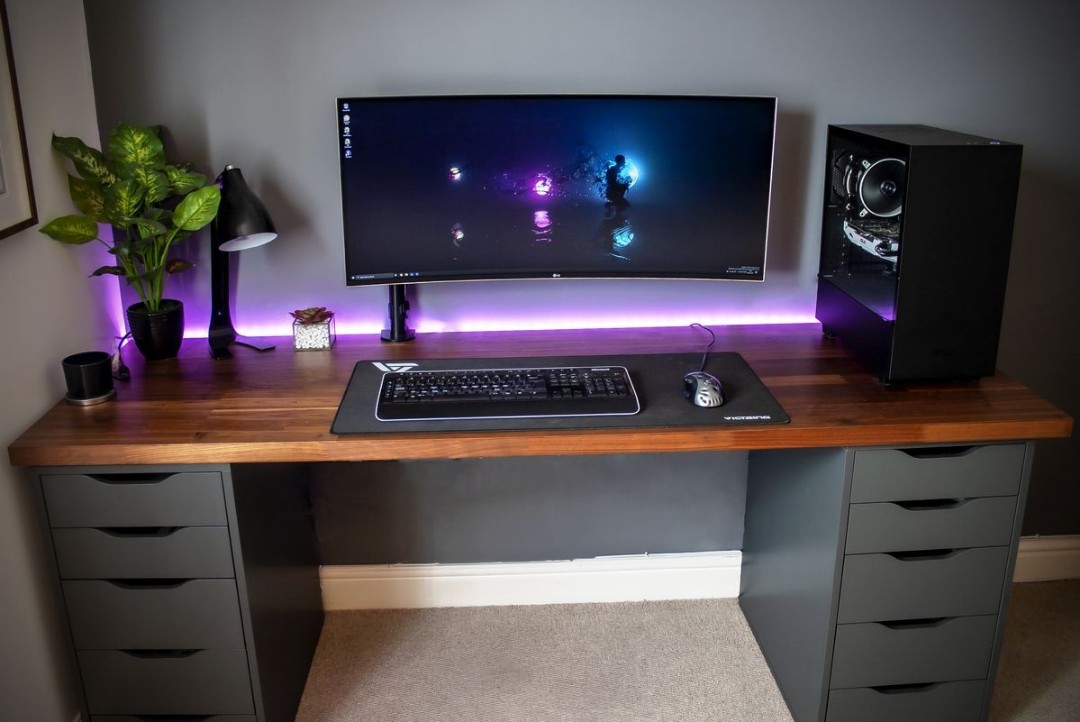 Mahogany table top and alex drawers, computer desk, Furniture & Home ...