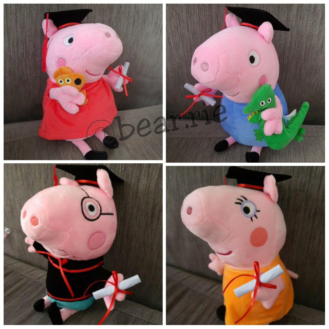 Peppa pig George daddy mummy pig graduation bear 22cm grad bear ...