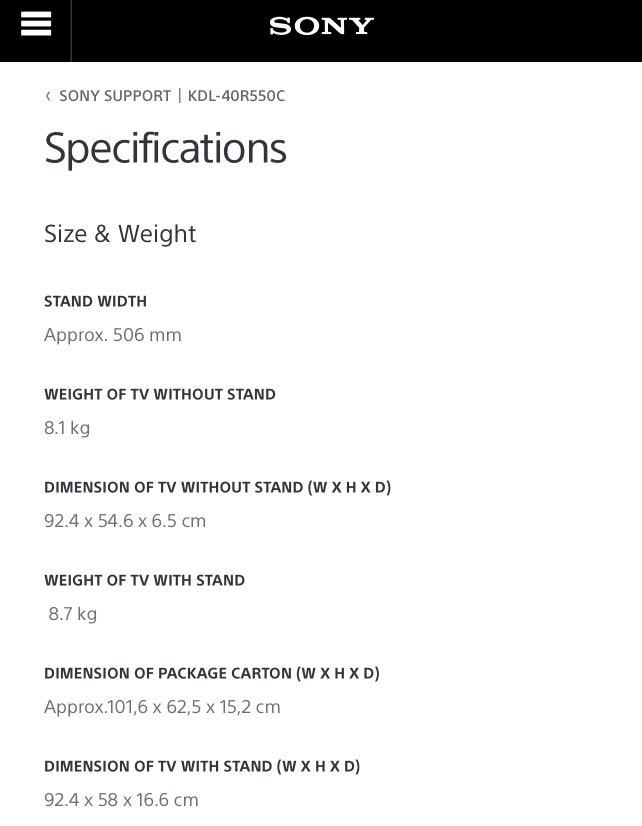 Sony BRAVIA KDL-40R550C 40 inch LED Full HD TV, TV & Home Appliances, TV & Entertainment, TV on ...