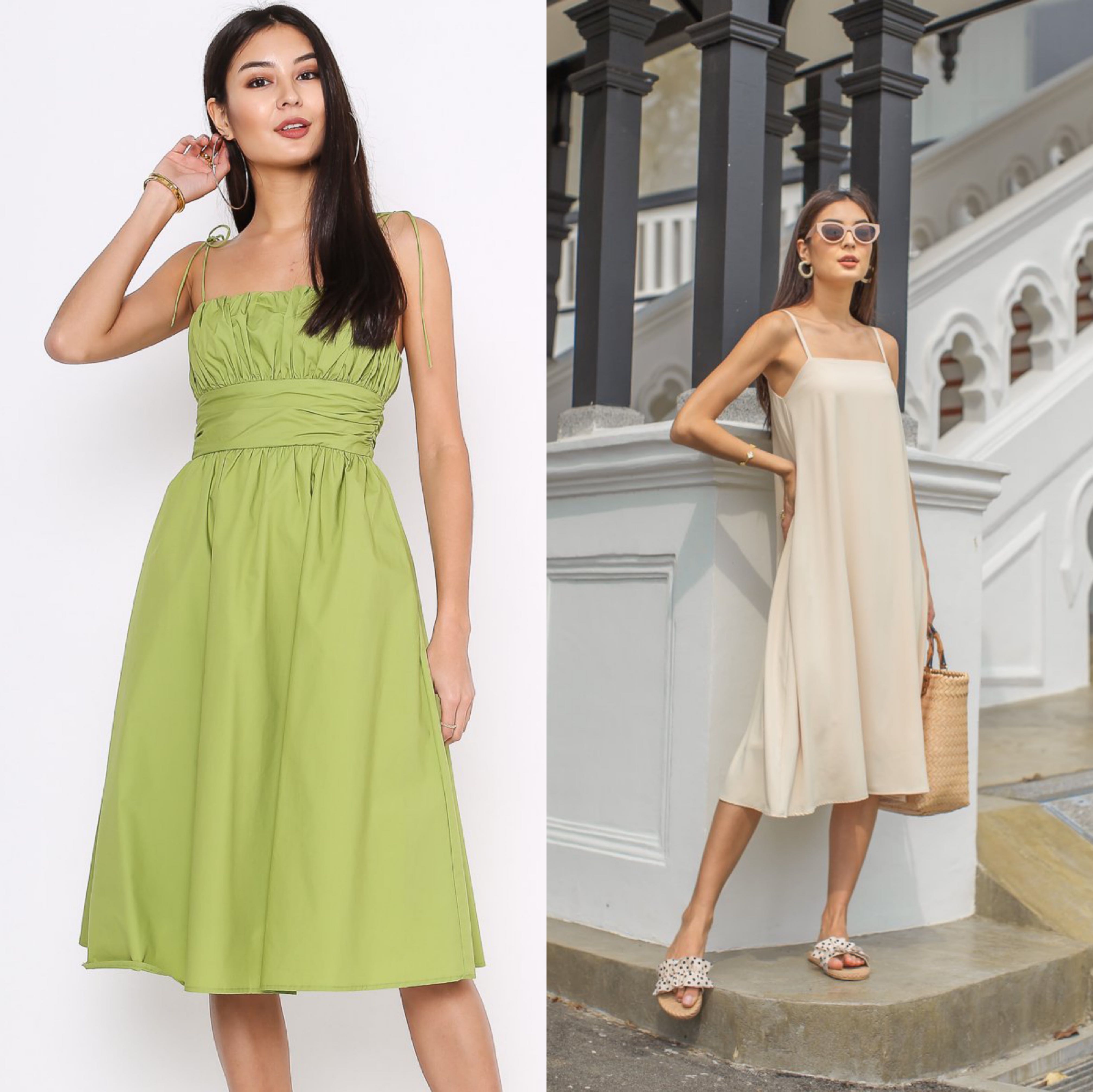 $40- SUPERGURL TALLULA TENT DRESS MILK TEA BEIGE $35- TAYLOR TIE STRING ...