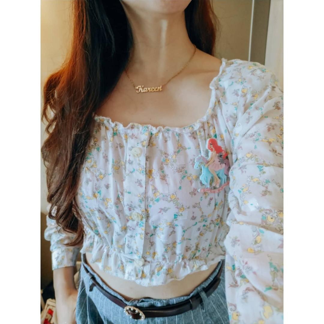 Vintage reworked crop top, Women's Fashion, Tops, Blouses on Carousell