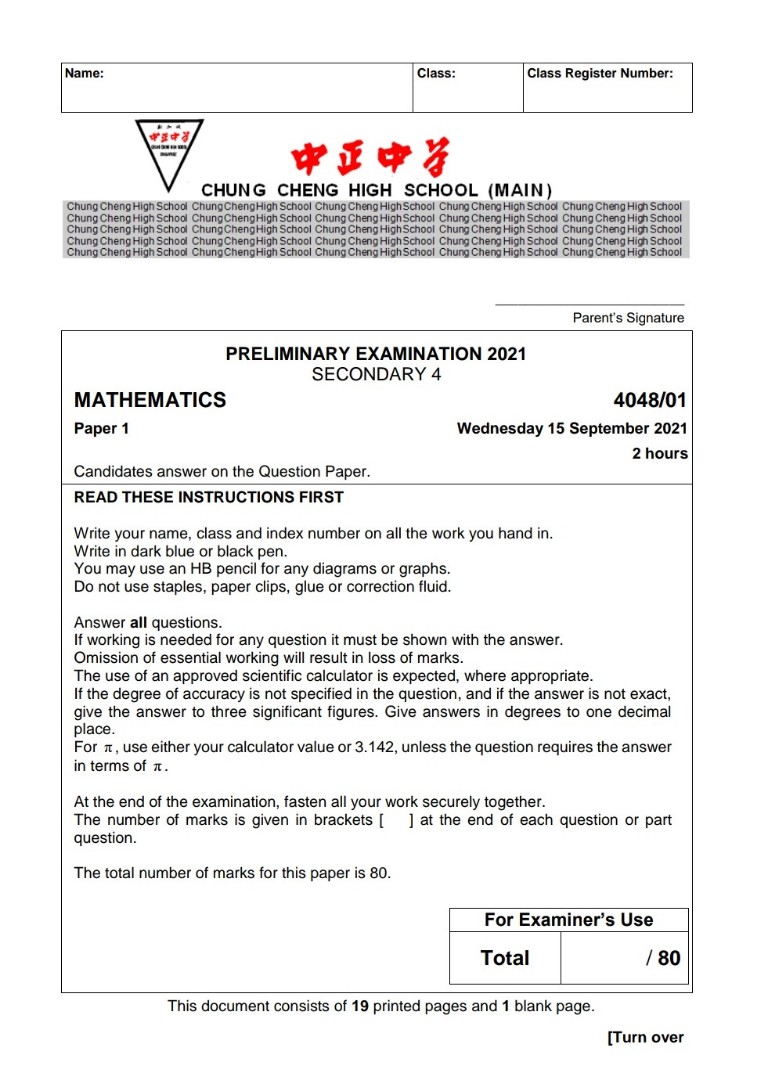 2021 Sec 4 E Math Prelim Papers from Top Schools, Hobbies & Toys, Books ...