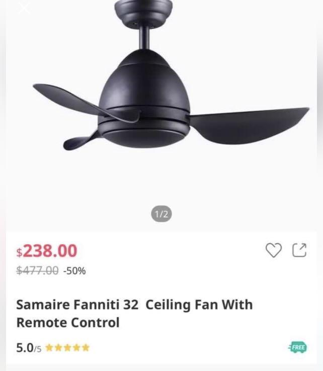 2x Samaire Fanniti 32 Ceiling Fan with Light & Remote Control ...