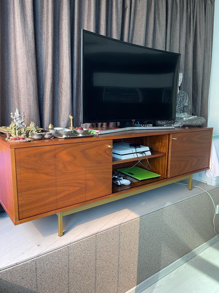Casterly TV unit teak colour, Furniture & Home Living, Furniture, TV ...