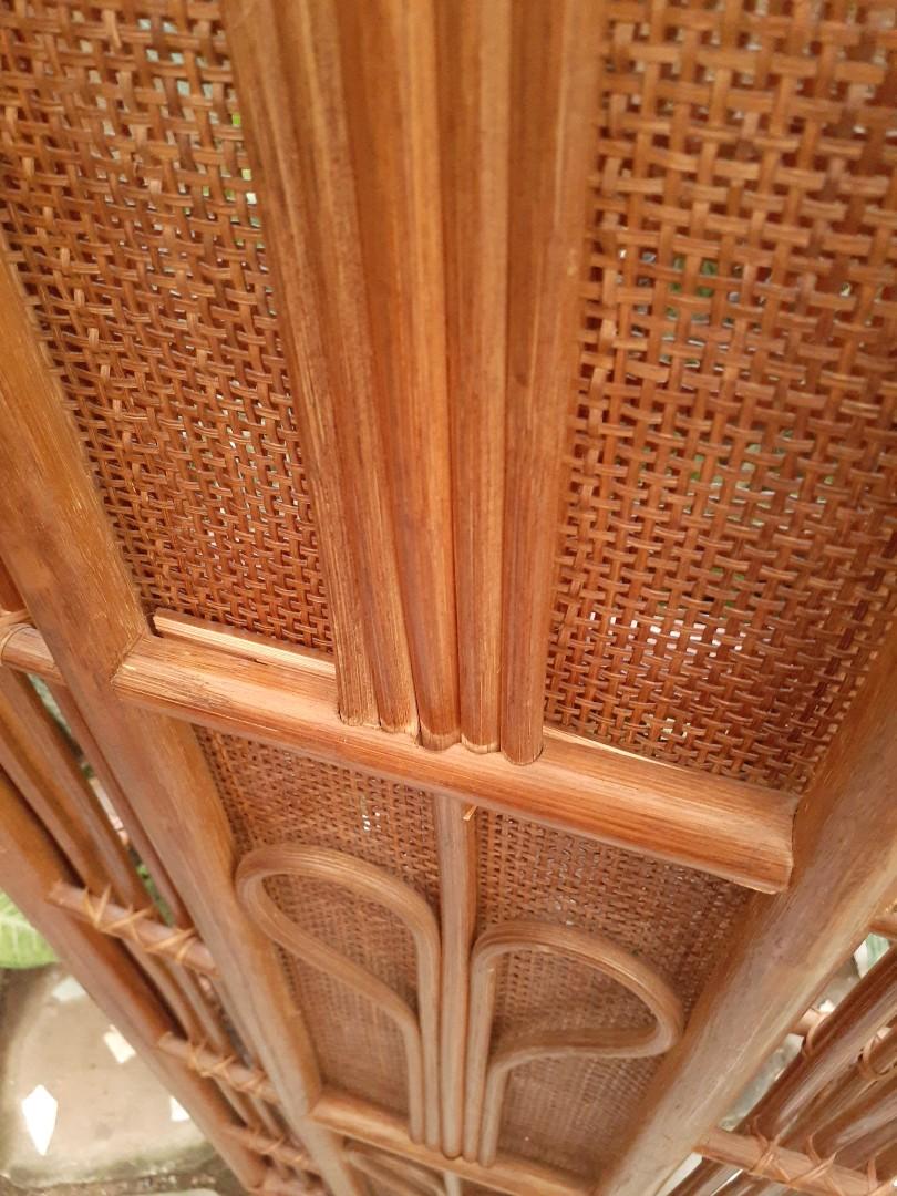 Cottagecore arc rattan room divider screen partition 4 panel backdrop ...