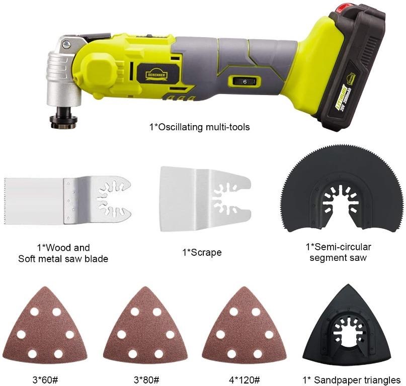 DEWINNER 20V Oscillating Multi-Tool Lithium-Ion Cordless with LED ( 2x ...