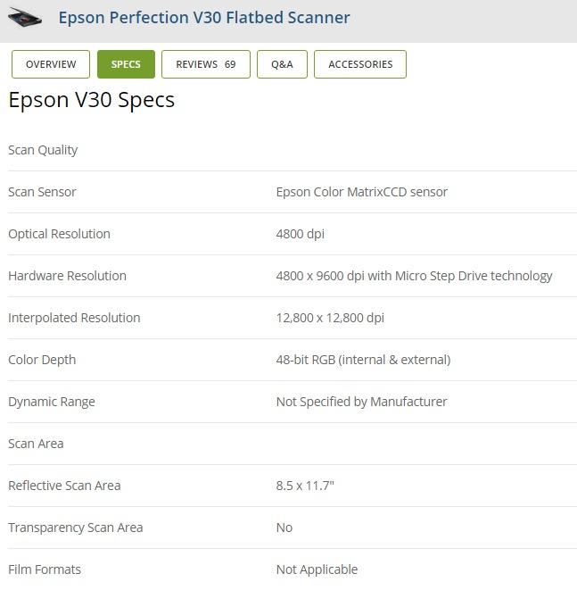 Epson Perfection V30 Flatbed Scanner, Computers & Tech, Printers ...