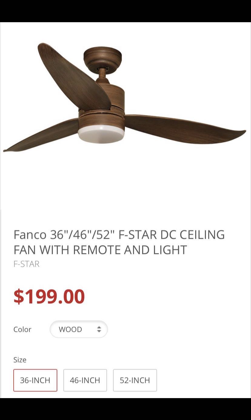 Fanco F star DC ceiling fan 36inch, Furniture & Home Living, Lighting ...