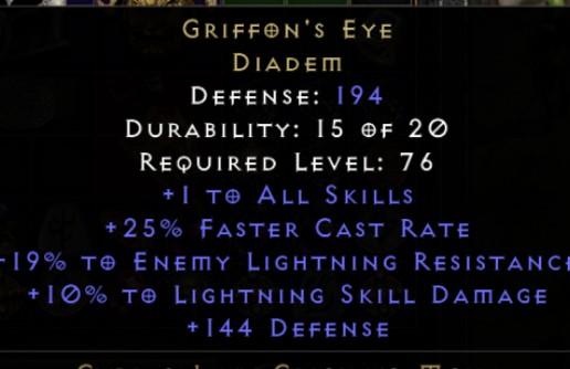Griffon's eye diadem diablo 2 resurrected d2r, Video Gaming, Gaming ...