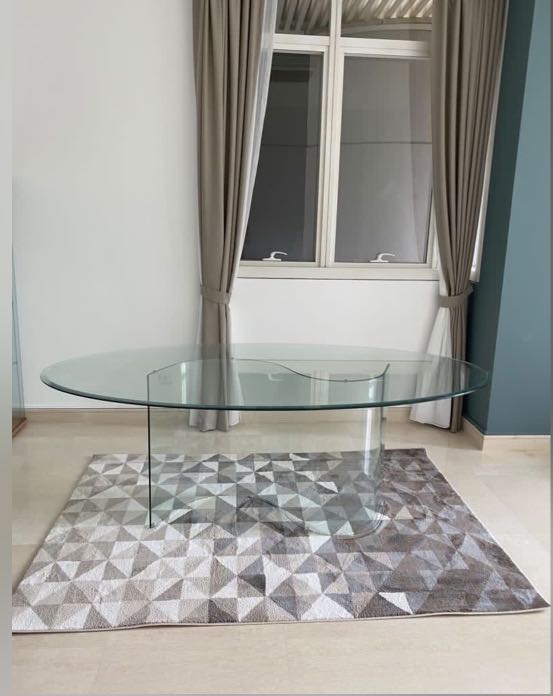 Modern glass wave dining table, Furniture & Home Living, Furniture ...