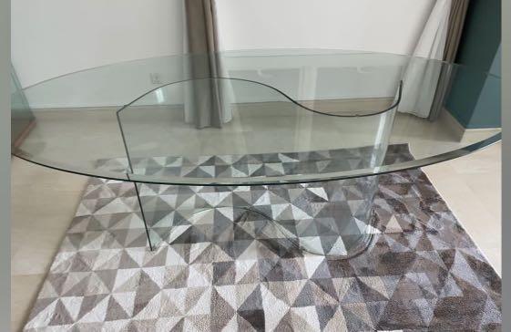 Modern glass wave dining table, Furniture & Home Living, Furniture ...