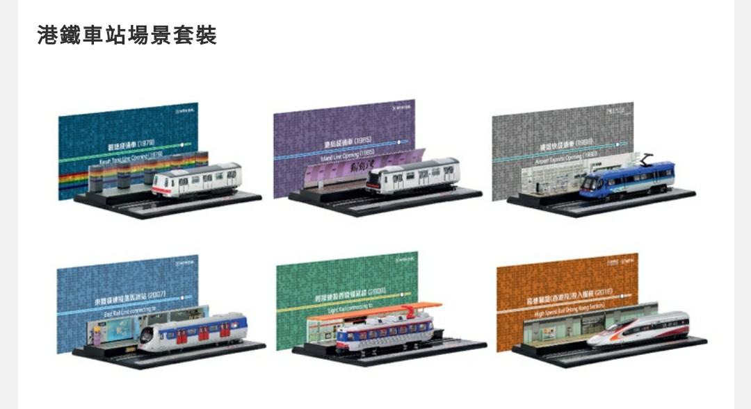 MTR Tiny 微影 系列列車及背景模型 一套六件年紀念車票 ( 觀塘線 / 港島線 / 機場快線 / 輕鐵線 / 東鐵線 / 高鐵線 ) 沙中紅磡過海, 興趣及遊戲, 玩具 & 遊戲類 ...
