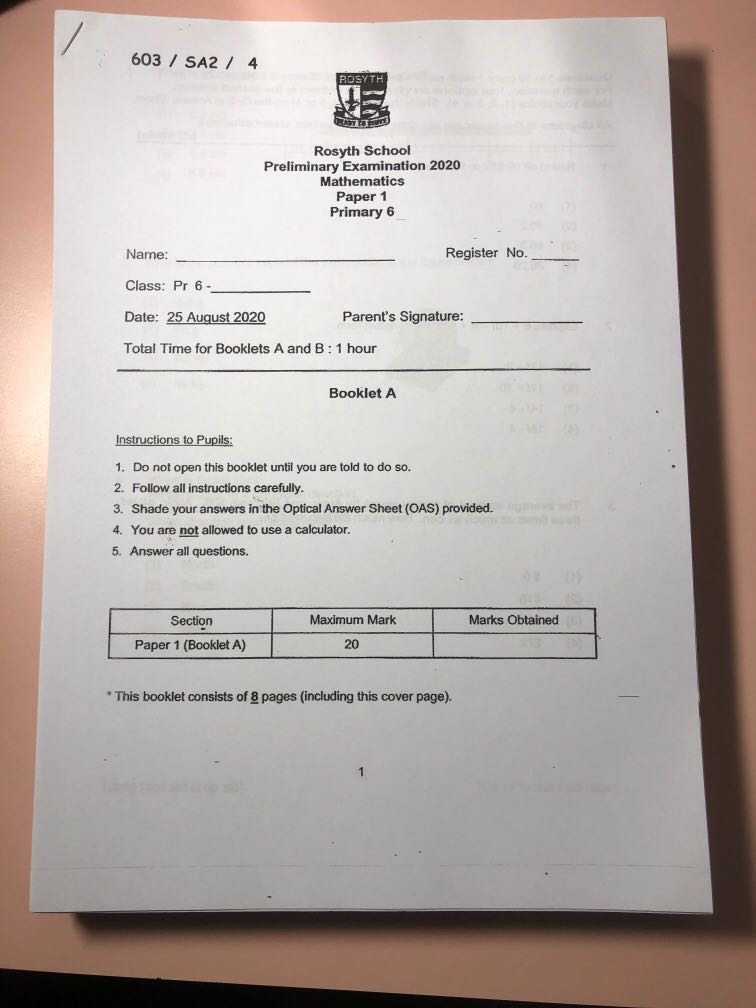 Primary 6 Math prelim test papers, Hobbies & Toys, Books & Magazines ...