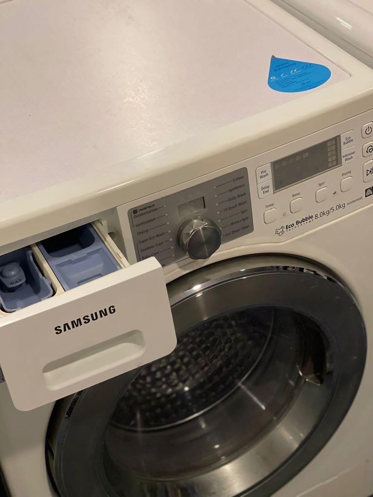 Samsung WD0804W8E 1400rpm 8kg Eco Bubble Washer Dryer - White, TV ...