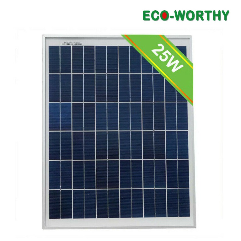 Solar Panel, ECO-WORTHY 25 Watt 12 Volt Polycrystalline Solar Panel ...