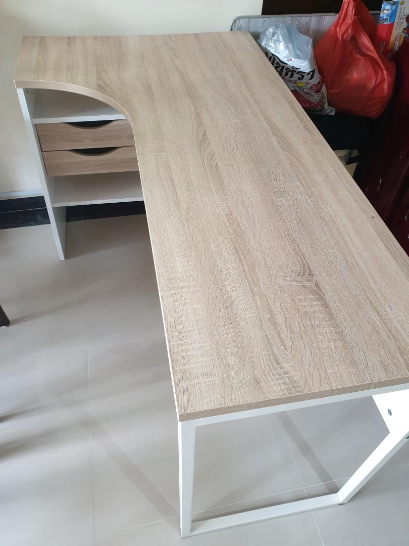 Vhive L shape study table, Furniture & Home Living, Furniture, Tables ...