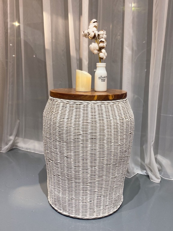 White Rattan Wicker Coffee Table with Wood Top NOW $100 (UP$299) Out of ...