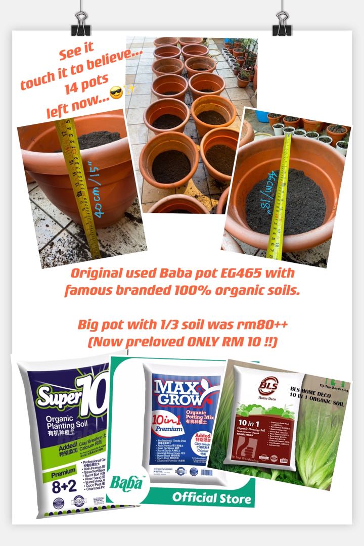 Baba Pot 465 Organic Baba Soil BLS Soil, Furniture & Home Living ...