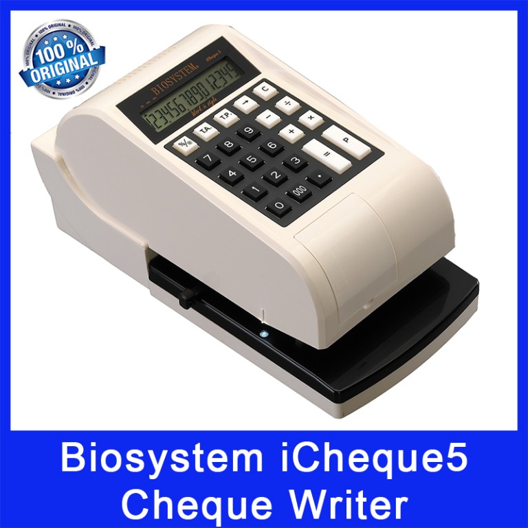 Biosystem iCheque5 Cheque Writer.15 Digits Emboss Print. 3 Currencies ...