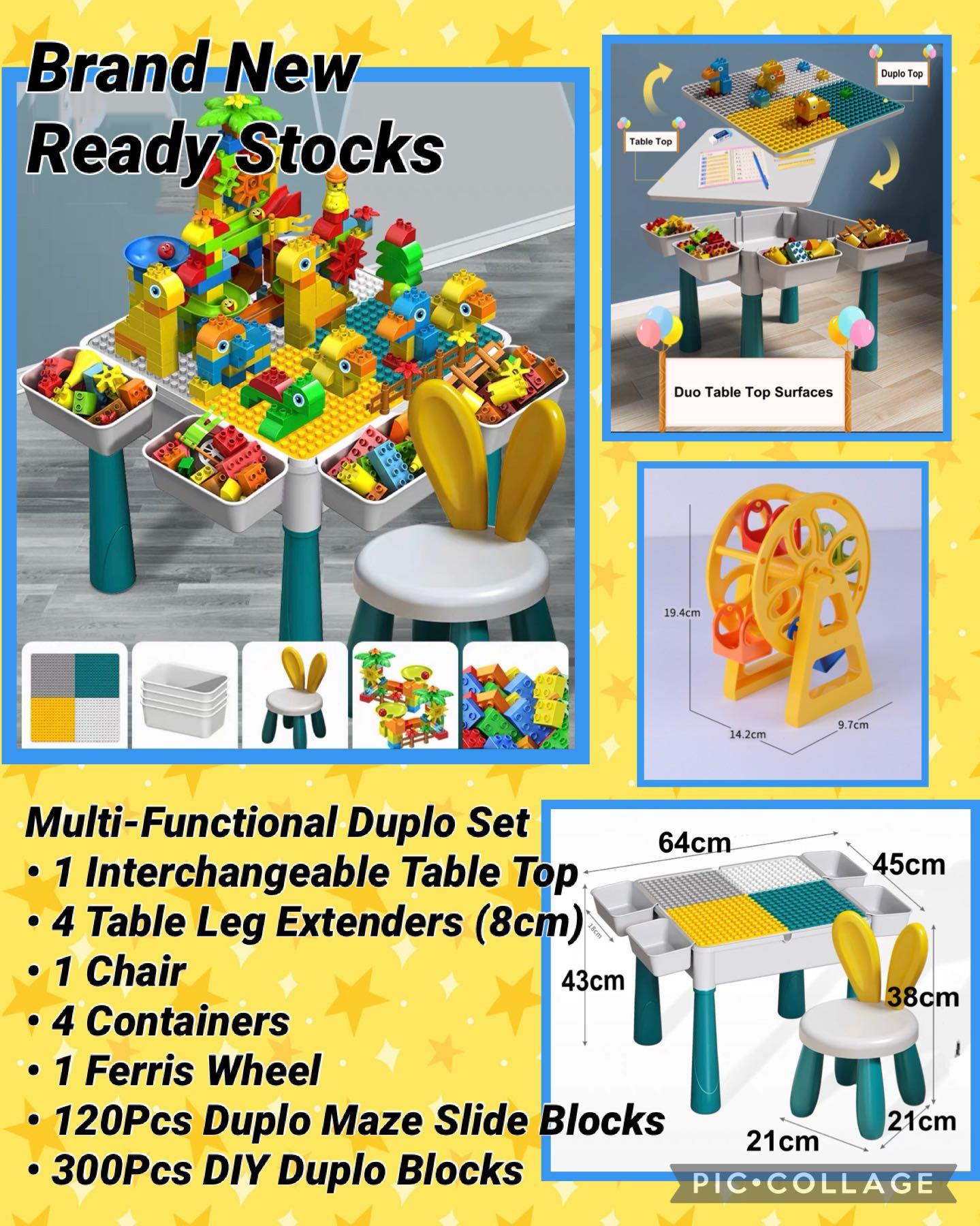 BN! Kids Duplo Table Set / Larger Lego Building Blocks Mini Playground ...