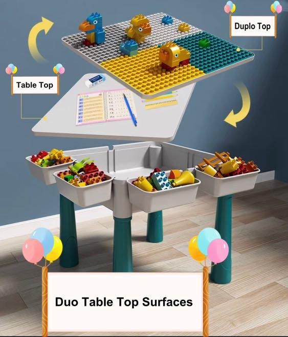 BN! Kids Duplo Table Set / Larger Lego Building Blocks Mini Playground ...