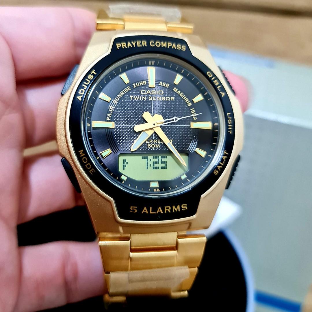Casio Muslim prayer gold tone watch cpw500hg original brand new, Men's ...