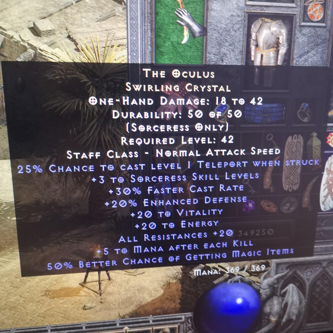 Diablo 2 d2r the Oculus occy, Video Gaming, Gaming Accessories, In-Game ...