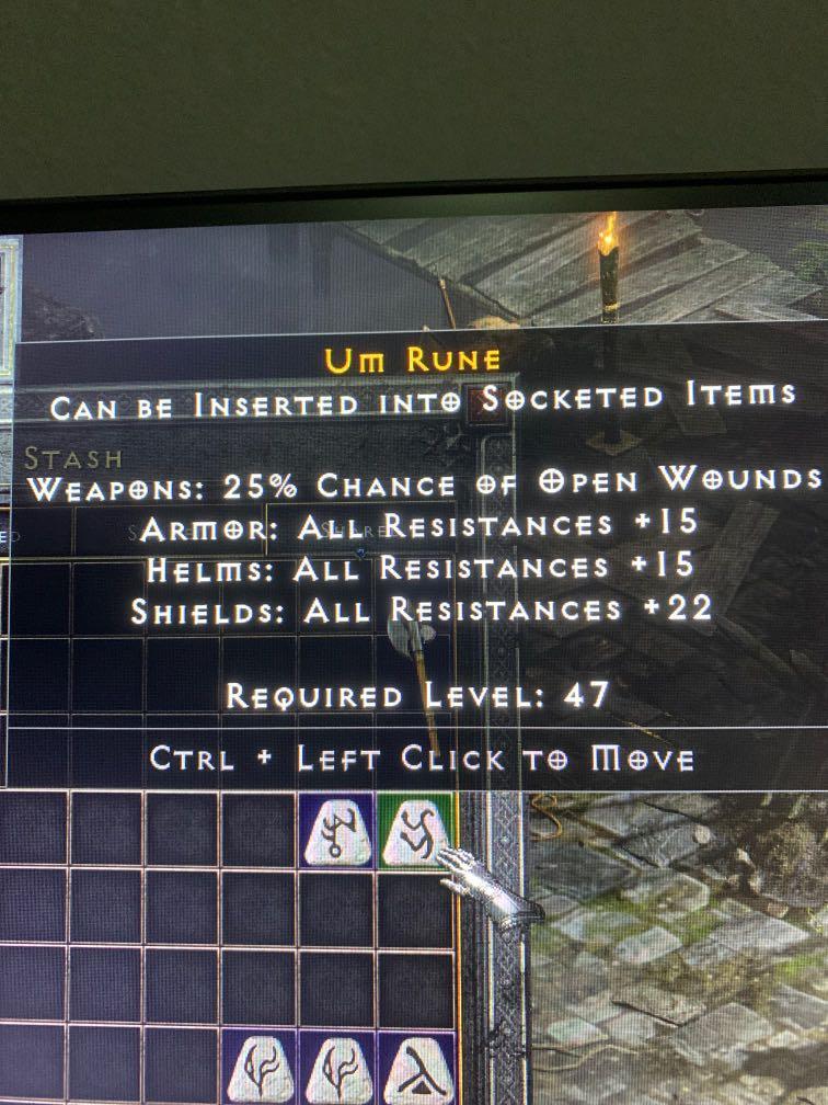Diablo 2 resurrected UM rune, Video Gaming, Gaming Accessories, In-Game ...