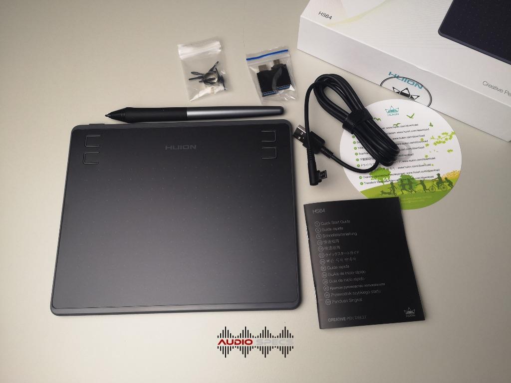 Huion HS64 Digital Graphics Tablets OSU Drawing with 8192 Battery-Free Stylus and 4 Express Keys ...