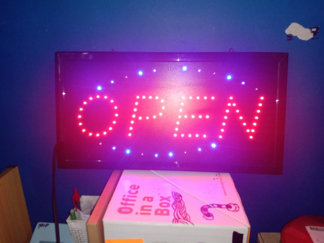 LED light OPEN signboard, Furniture & Home Living, Lighting & Fans ...