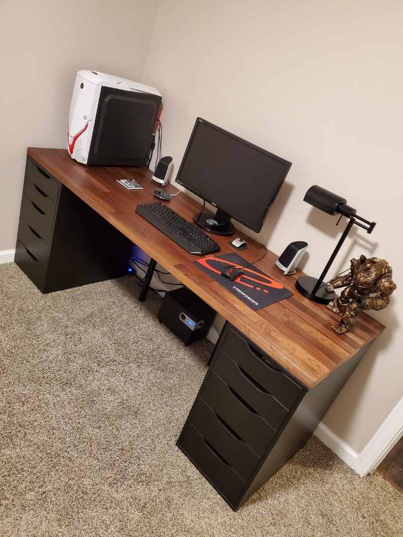 Mahogany table top and alex drawers, computer desk, Furniture & Home ...