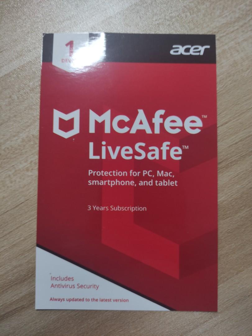 McAfee Live Safe (3 YEARS 1 DEVICE), Computers & Tech, Parts ...