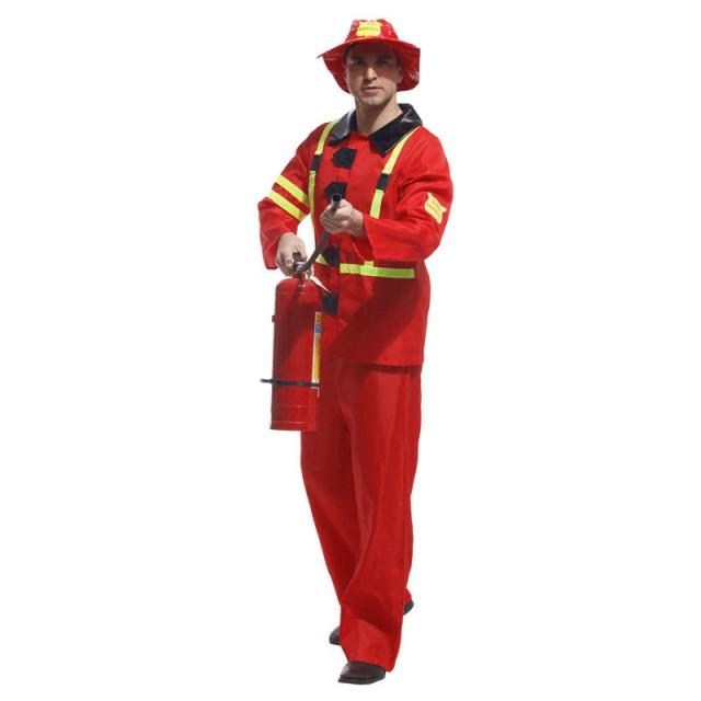Mens firemen firefighter SCDF adult costume Red firesuit Halloween ...