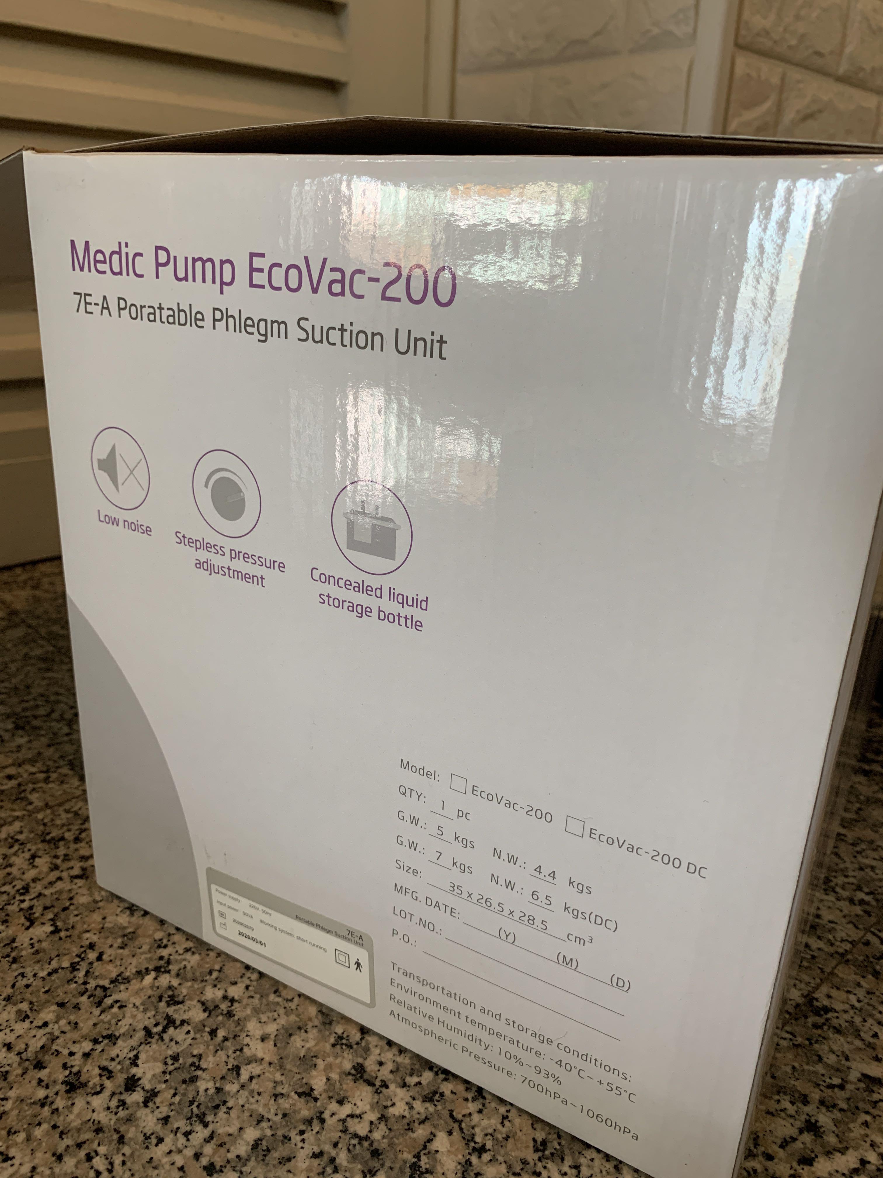 Suction Pump machine Merridian Med Pump EcoVac, Health & Nutrition ...