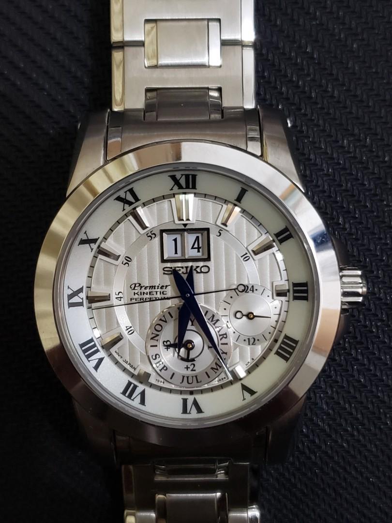便宜出精工錶Seiko premier kinetic perpetual (SNP091P1), 名牌, 手錶 - Carousell