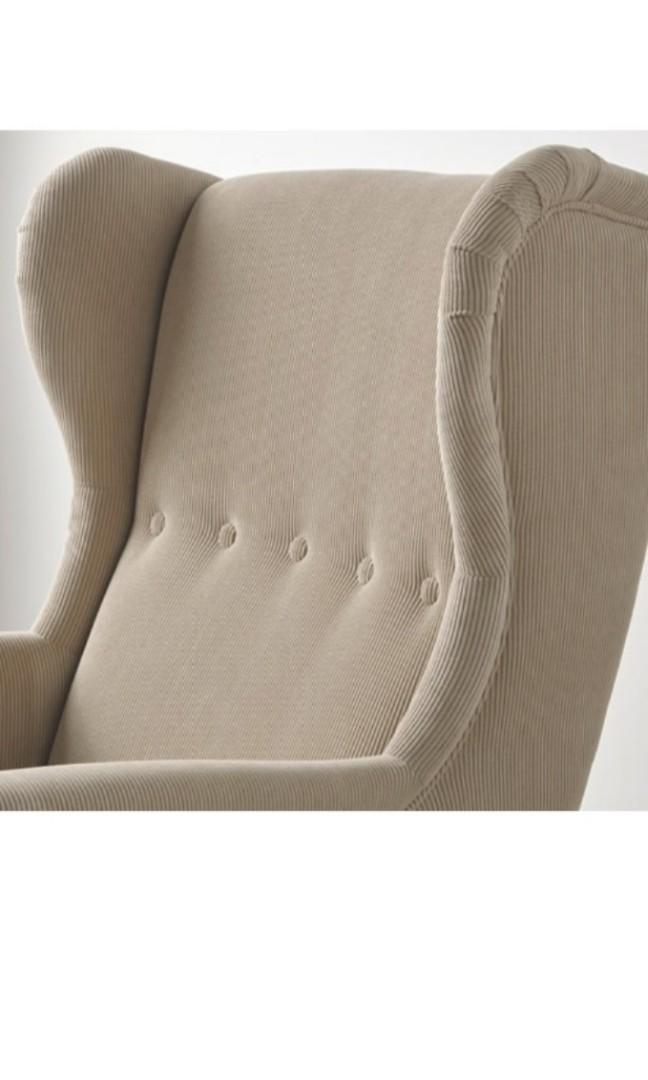 STRANDMON IKEA wing chair beige BN, Furniture & Home Living, Furniture ...