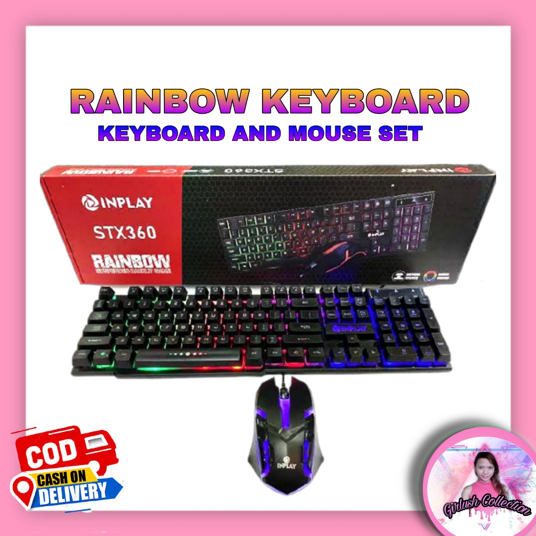 STX360 inPlay Rainbow Backlight Gaming Keyboard and Mouse Bundle ...