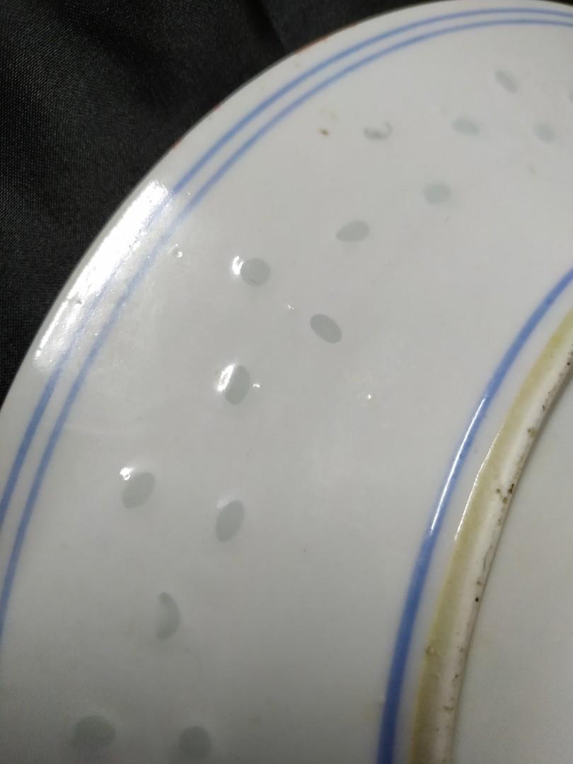 Vintage Blue Rice Pattern Ling Long Porcelain Plate, Furniture & Home ...