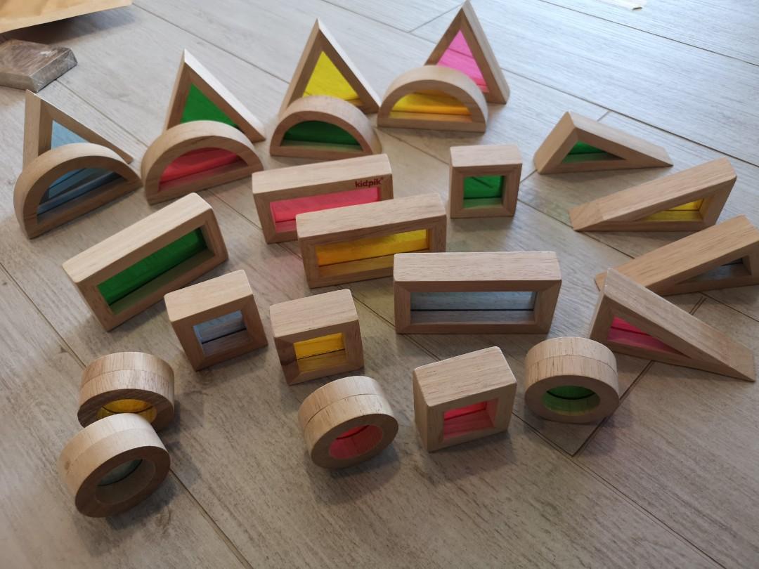 Wooden coloured window blocks, Babies & Kids, Infant Playtime on Carousell